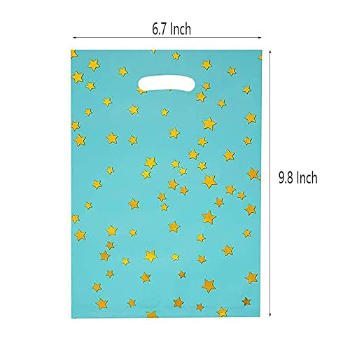 HABILE 96 pieces of plastic party gift bags, thicker gift bags with handles, plastic party candy bags with sparkling stars, suitable for all kinds of holiday parties