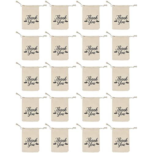 20-Pack Thank You Jewelry Pouch Bag for Wedding Birthday Party Favors Raffle Bags Goodie Bags Party Supplies 4.1 x 5.7 Inches