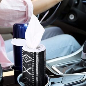 Vesici 8 Packs Car Tissues Boxes Travel for Refill Facial Printed Tube Box Cylinder Tissue Holder Round Container with Cartridge Cover Cup