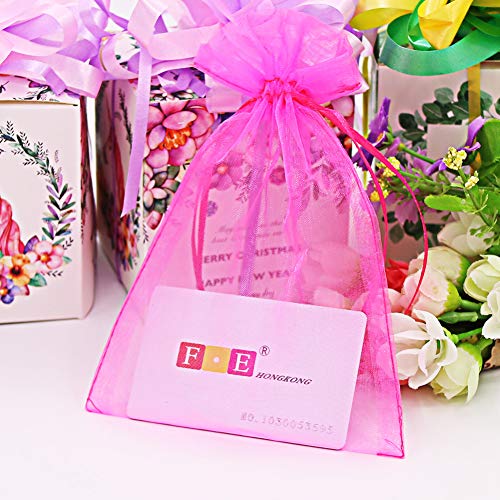 SumDirect 100Pcs 5x7 inches Sheer Drawstring Organza Jewelry Pouches Wedding Party Christmas Favor Gift Bags