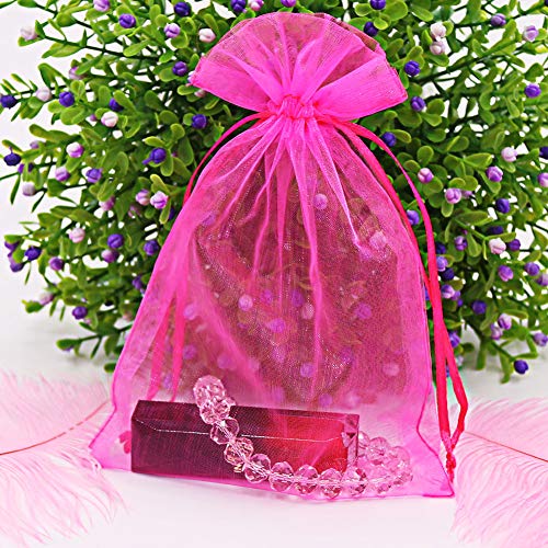 SumDirect 100Pcs 5x7 inches Sheer Drawstring Organza Jewelry Pouches Wedding Party Christmas Favor Gift Bags