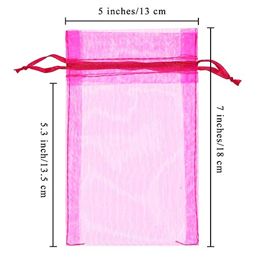 SumDirect 100Pcs 5x7 inches Sheer Drawstring Organza Jewelry Pouches Wedding Party Christmas Favor Gift Bags