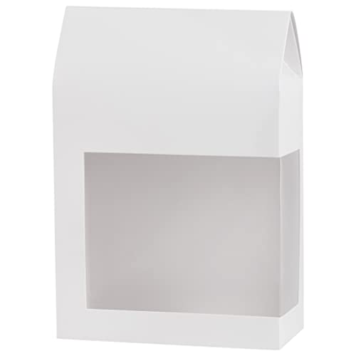 Hammont Gift Boxes (8 Pack) | Beautiful,Tall Paper Boxes with Window | White, 8x5.5x2.5 | Gift Boxes for Parties, Holidays, Weddings, Birthdays etc. | Cupcakes, Cookies, Candies, and More