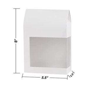 Hammont Gift Boxes (8 Pack) | Beautiful,Tall Paper Boxes with Window | White, 8x5.5x2.5 | Gift Boxes for Parties, Holidays, Weddings, Birthdays etc. | Cupcakes, Cookies, Candies, and More