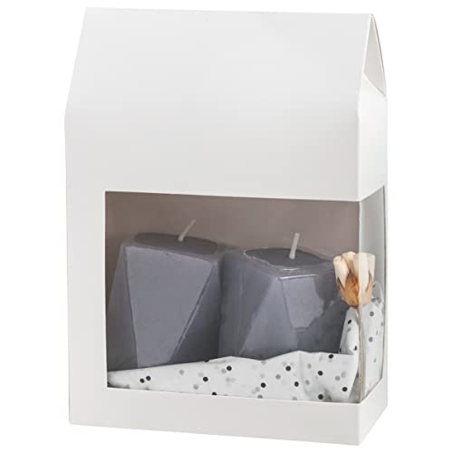 Hammont Gift Boxes (8 Pack) | Beautiful,Tall Paper Boxes with Window | White, 8x5.5x2.5 | Gift Boxes for Parties, Holidays, Weddings, Birthdays etc. | Cupcakes, Cookies, Candies, and More