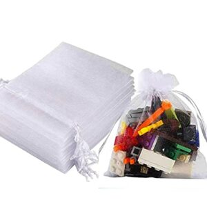 FOBGEL 50 Pcs White Organza Bags 3.5x4.7 (9x12cm), Drawstring Jewelry Gift Bag, Gift Bags Medium Size, For Party, Jewelry, Christmas, Lavender, Festival, Bathroom Soaps, Makeup, Organza Favor Bags