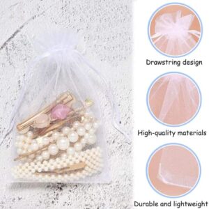 FOBGEL 50 Pcs White Organza Bags 3.5x4.7 (9x12cm), Drawstring Jewelry Gift Bag, Gift Bags Medium Size, For Party, Jewelry, Christmas, Lavender, Festival, Bathroom Soaps, Makeup, Organza Favor Bags