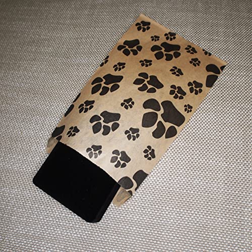 CuteBox Pawprint Kraft Flat Paper Gift Bags 100pcs (4" x 6") for Crafts, Party Favors, Retail, Merchandise, Tradeshows, Handmade Goods, Arts and Crafts, Outdoor Events, Holidays, Weddings