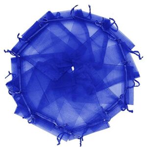 wudygirl 50pcs 6×9 drawstring organza bag blue jewelry pouches party weeding favor candles cosmetic toy balls baby shower dried flowers chocolates birthday gift packing bags(50pcs blue 6.7×9)