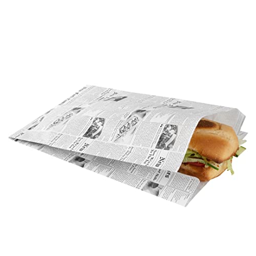 Bag Tek Newsprint Paper French Fry / Snack Bag - 7" x 3" x 11" - 100 count box