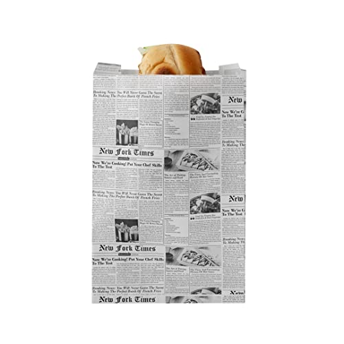 Bag Tek Newsprint Paper French Fry / Snack Bag - 7" x 3" x 11" - 100 count box