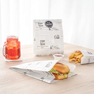 Bag Tek Newsprint Paper French Fry / Snack Bag - 7" x 3" x 11" - 100 count box