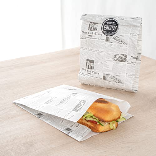 Bag Tek Newsprint Paper French Fry / Snack Bag - 7" x 3" x 11" - 100 count box