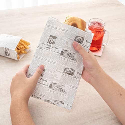 Bag Tek Newsprint Paper French Fry / Snack Bag - 7" x 3" x 11" - 100 count box