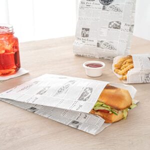 Bag Tek Newsprint Paper French Fry / Snack Bag - 7" x 3" x 11" - 100 count box