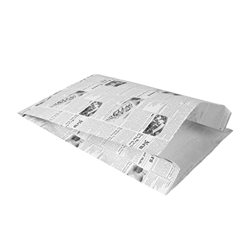 Bag Tek Newsprint Paper French Fry / Snack Bag - 7" x 3" x 11" - 100 count box