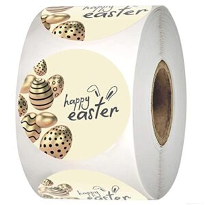 easykart happy easter stickers with gold foil easter egg | 1.5 inch , 500 pcs