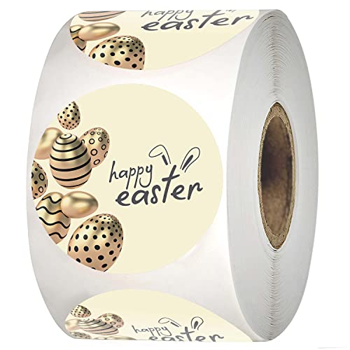 Easykart Happy Easter Stickers with Gold Foil Easter Egg | 1.5 Inch , 500 PCs