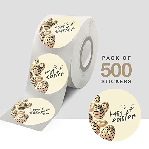 Easykart Happy Easter Stickers with Gold Foil Easter Egg | 1.5 Inch , 500 PCs