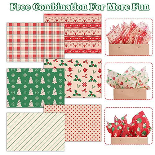 150 Sheets Christmas Tissue Paper, Assorted Holiday Wrapping Paper for Gift Boxes Wrapping and Christmas Party Decorations, 20" x 20"