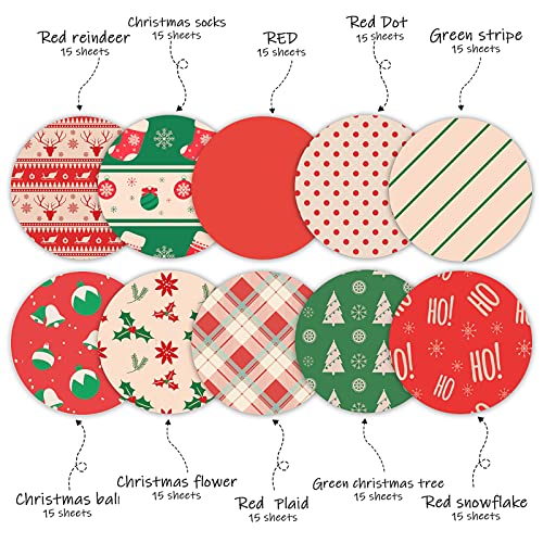 150 Sheets Christmas Tissue Paper, Assorted Holiday Wrapping Paper for Gift Boxes Wrapping and Christmas Party Decorations, 20" x 20"