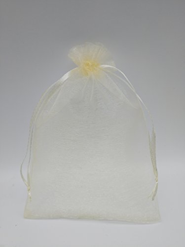 Ankirol 100pcs Sheer Organza Favor Bags 5x7'' for Wedding Bags Samples Display Drawstring Pouches (Champagne)