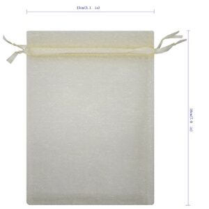 Ankirol 100pcs Sheer Organza Favor Bags 5x7'' for Wedding Bags Samples Display Drawstring Pouches (Champagne)