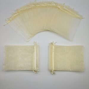 Ankirol 100pcs Sheer Organza Favor Bags 5x7'' for Wedding Bags Samples Display Drawstring Pouches (Champagne)