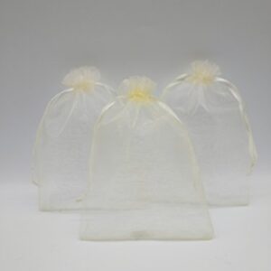 Ankirol 100pcs Sheer Organza Favor Bags 5x7'' for Wedding Bags Samples Display Drawstring Pouches (Champagne)