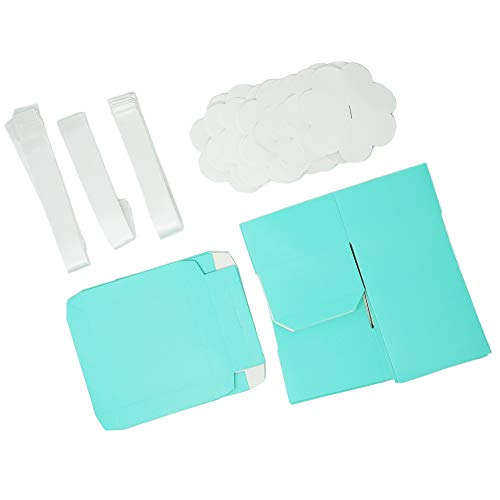 Premium Favor Gift Box for Wedding, Bridal Shower, Birthday and All Events, 4x4x2 Size, 10 Count Per Pack (1-Pack, Robin Egg Blue) - Includes White Satin Ribbons & Paper Flower for Each Box