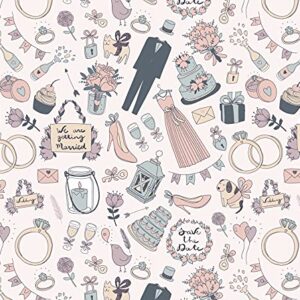 Stesha Party Wedding Present Gift Wrap Bridal Shower - Folded Flat 30 x 20 Inch - 3 Sheets