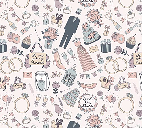 Stesha Party Wedding Present Gift Wrap Bridal Shower - Folded Flat 30 x 20 Inch - 3 Sheets