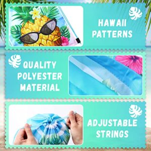 24 Pcs Hawaiian Party Favor Bags Hawaii Themed Aloha Drawstring Bags Tropical Goodie Bags Flamingo Gift Bag for Birthday, Bridal Shower, Events, Summer, Beach, Pool Backpack, 12 x 10 Inch