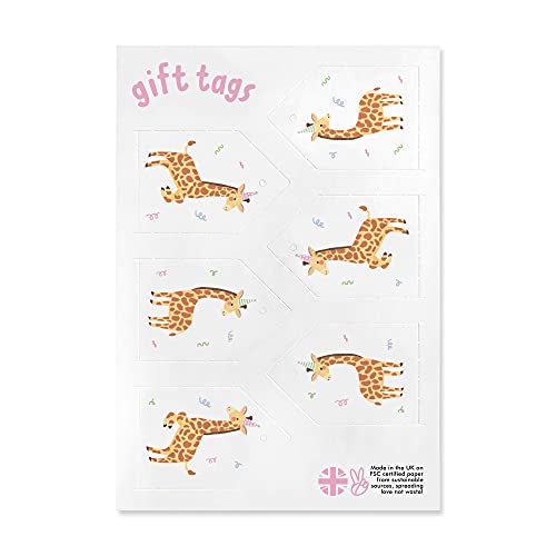 CENTRAL 23 - Wrapping Paper for Baby Boys - 6 Sheets of Birthday Gift Wrap for Girls - Giraffes - Animals - Recyclable