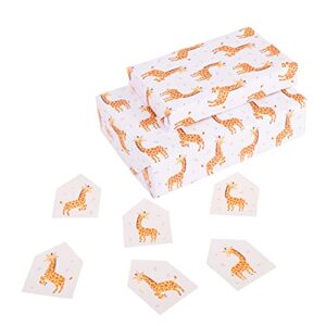 CENTRAL 23 - Wrapping Paper for Baby Boys - 6 Sheets of Birthday Gift Wrap for Girls - Giraffes - Animals - Recyclable