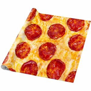 InterestPrint Birthday Gift Wrap Wrapping Paper for Boys, Girls, Adults Pepperoni Pizza,1 Roll