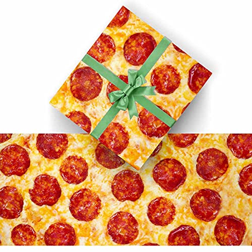 InterestPrint Birthday Gift Wrap Wrapping Paper for Boys, Girls, Adults Pepperoni Pizza,1 Roll