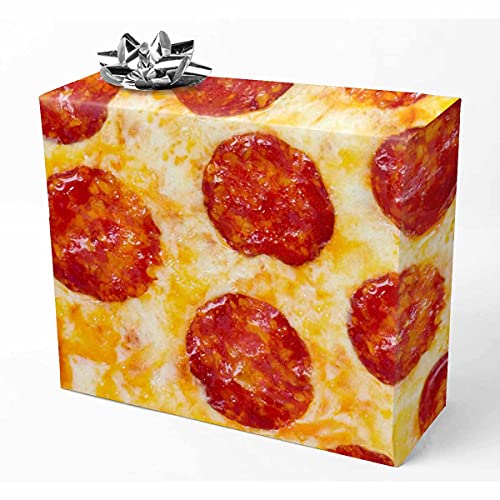 InterestPrint Birthday Gift Wrap Wrapping Paper for Boys, Girls, Adults Pepperoni Pizza,1 Roll