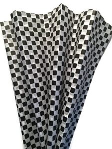 black and white tissue paper for gift wrapping, checkered pattern, 24 sheets, large 20×30