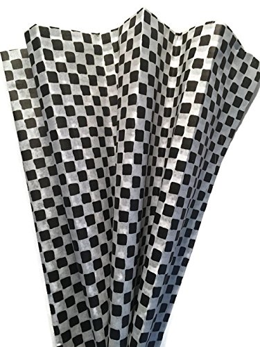 Black and White Tissue Paper for Gift Wrapping, Checkered Pattern, 24 Sheets, Large 20x30