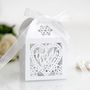 Elephant-package 25 Pcs Laser Cut Boxes (White), Bridal Shower Favor Boxes with Ribbon, Thank You Lace Candy Boxes, Party Favor, Wedding, Anniversary