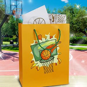 CoTa Global Basketball Gift Bag with Tissue Paper - Premium Large Gift Bag with String Handles, Reusable Orange Basketball Sport Gift Bag and Tissue Paper Set for Birthday and Occasions - 13 Inch