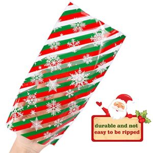 SUPERLELE Christmas Cellophane Bags 168pcs Christmas Treat Bags with 180pcs Twist Ties 8 Assorted Styles Christmas Candy Bags Sled and Woollen Gloves Pattern Snack Bags for Christmas Party Supplies