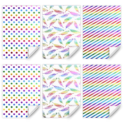 Premium Foil Birthday Wrapping Paper Flat Sheets (6-Sheets, 3-Designs: 23 sq. ft. ttl)- Colorful Gold Rainbow Feather, Polka dot, Stripe-Gift Wrap for Birthday, Wedding, Christmas Day, Happy New Years,Valentine's Day, Baby Shower, Bridal Shower