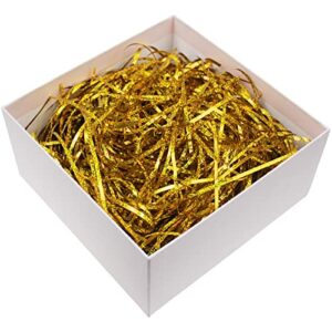 250 Grams Shiny Iridescent Film PP Hamper Shreds & Strands Shredded Crinkle Confetti for DIY Gift Wrapping & Basket Filling (Golden)