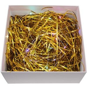 250 Grams Shiny Iridescent Film PP Hamper Shreds & Strands Shredded Crinkle Confetti for DIY Gift Wrapping & Basket Filling (Golden)