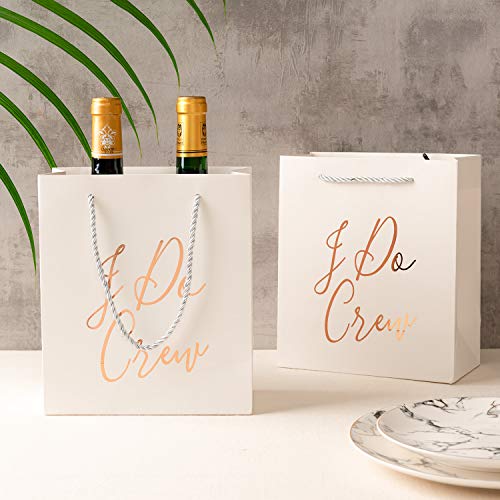 Crisky Bridesmaid Gift Bag Rose Gold, Bride Tribe Gift Bags, Loot Bag, Bachelorette Party Bag, Hen Party Bag, Bridal Shower, Team Bride, Set of 12, 4" x 8" x 9"