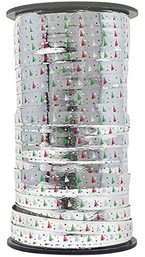 Celebrate A Holiday Christmas Curling Ribbon 3 Pack, Green, Metallic Silver, Red & White Stripes, Christmas Holiday Party Crafts Supplies Decorations - 100 Yards Per Roll - 900 Feet Total Curly Ribbon