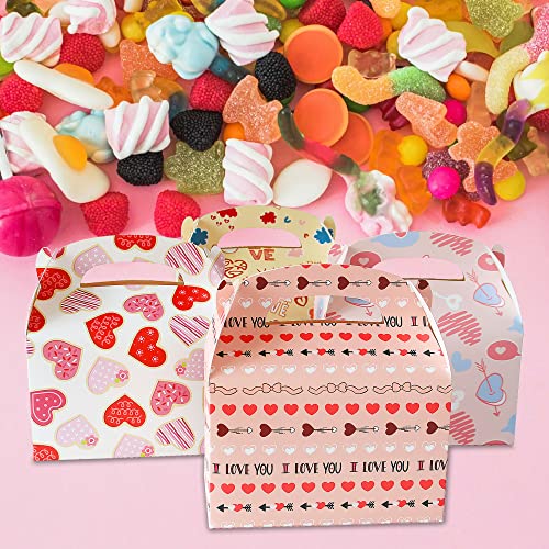 Lucleag 12 Pack Valentine’s Day Gift Boxes, Valentines Cupcake Boxes Cookie Boxes for Kids Couple, Valentine Goodie Paper Boxes Treats Boxes Exchange Gift Box for Valentines Day, 6.7"x6.3"x3.8"