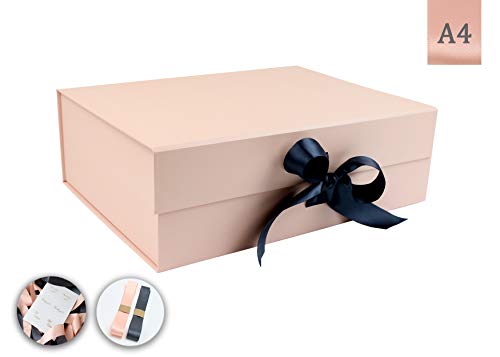 SKETCHGROUP Big Pink Gift Box with 2 Satin Ribbon and Magnetic Closure (A4 Size)